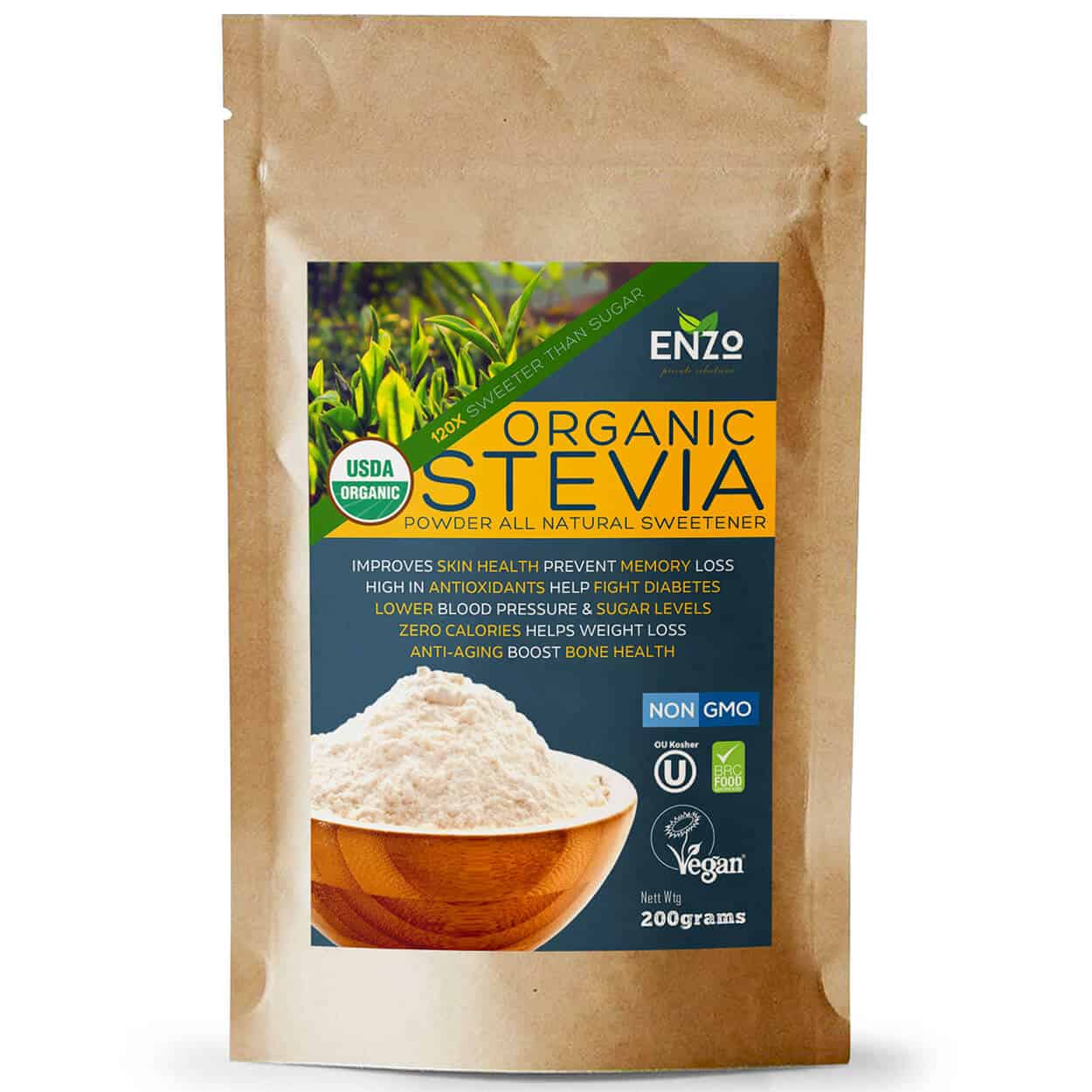 Premium Organic Stevia Powder 200g 705oz 120x Sweeter Than Sugar Sweetener Enzo Shop Get